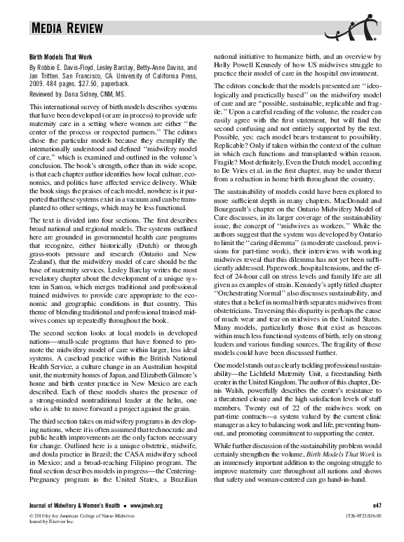 (PDF) Birth Models That Work