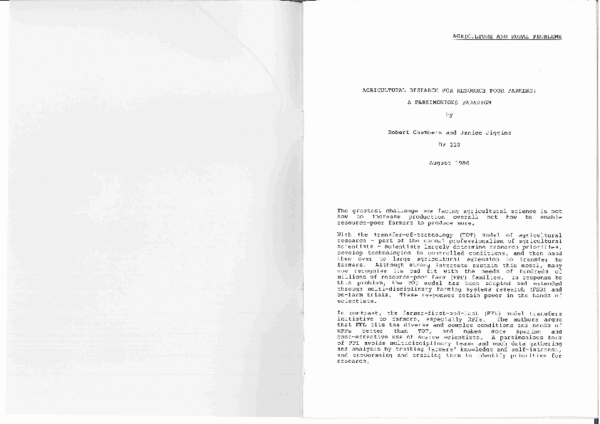 (PDF) Agricultural research for resource-poor farmers: The farmer-first ...