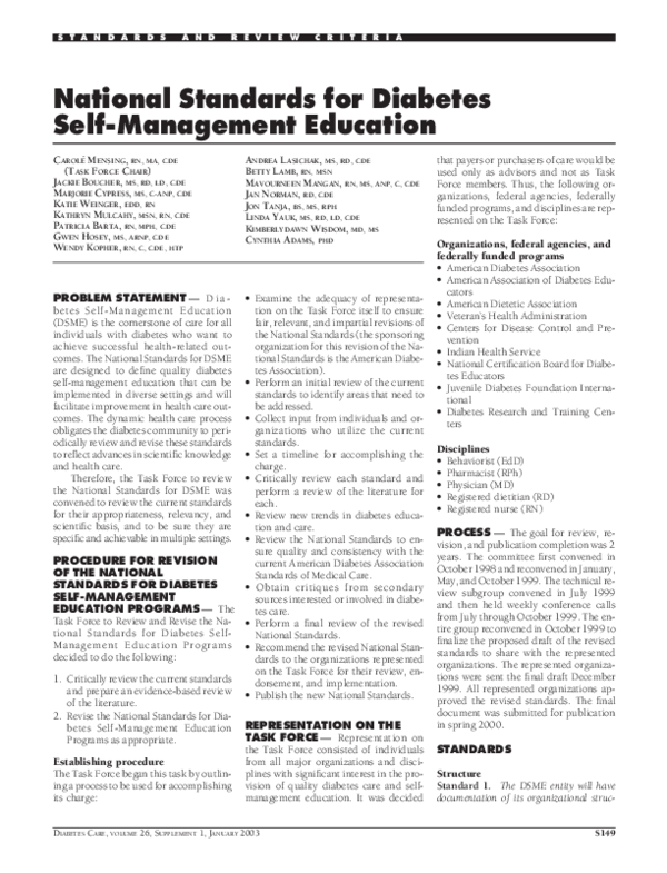 (PDF) National standards for diabetes self-management education