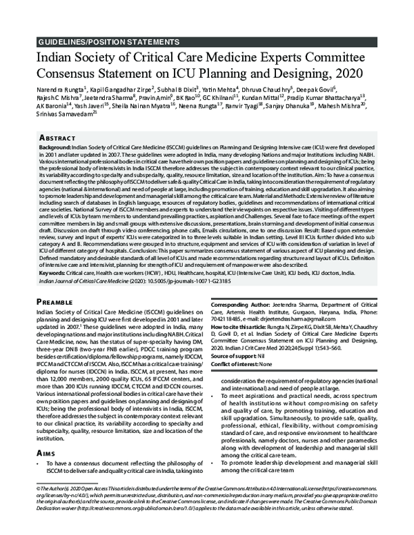 (PDF) Indian Society of Critical Care Medicine Experts Committee ...