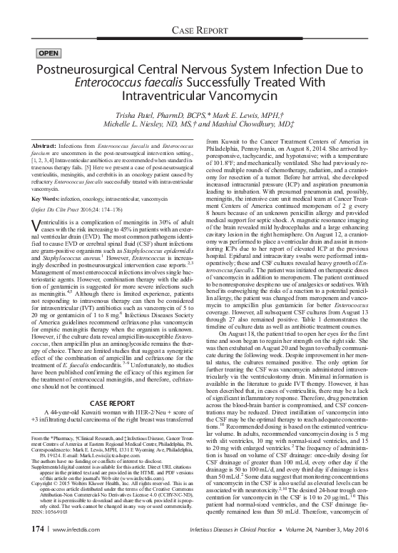 (PDF) Postneurosurgical Central Nervous System Infection Due to ...