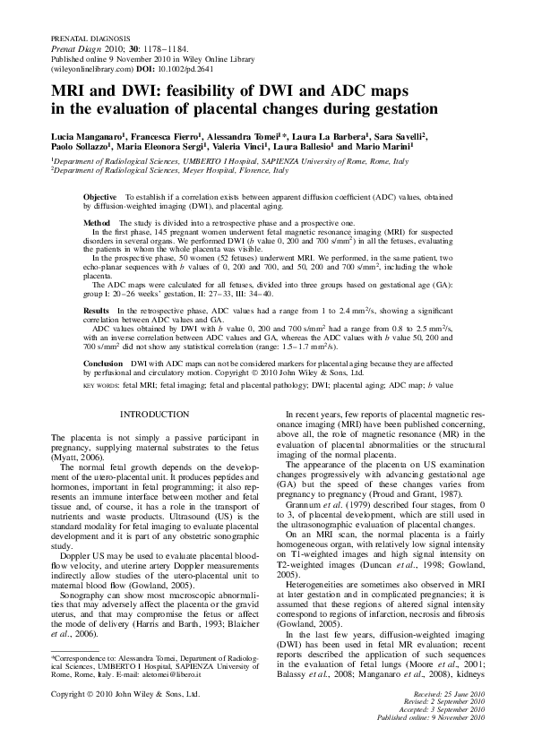 (PDF) MRI and DWI: feasibility of DWI and ADC maps in the evaluation of ...