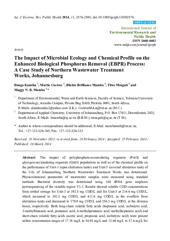 (PDF) The Impact of Microbial Ecology and Chemical Profile on the ...