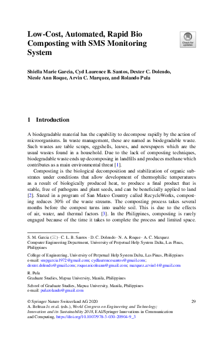 (PDF) Low-Cost, Automated, Rapid Bio Composting with SMS Monitoring System