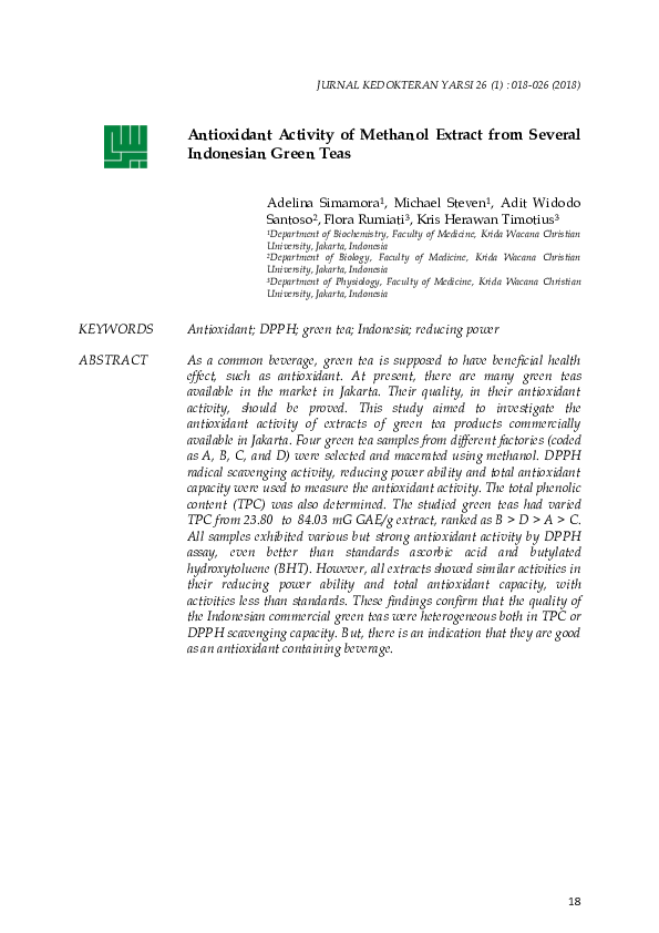 (PDF) Antioxidant Activity of Methanol Extract from Several Indonesian ...