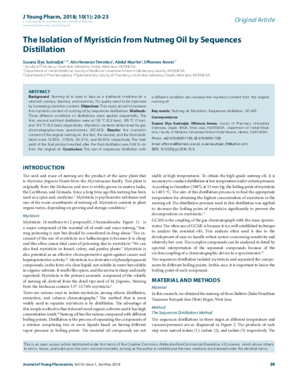 (PDF) The Isolation of Myristicin from Nutmeg Oil by Sequences Distillation