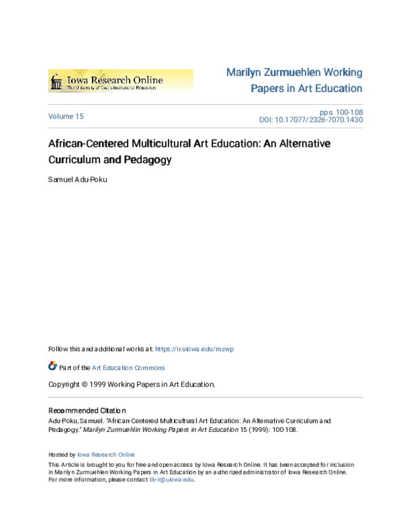 (PDF) African-Centered Multicultural Art Education: An Alternative ...
