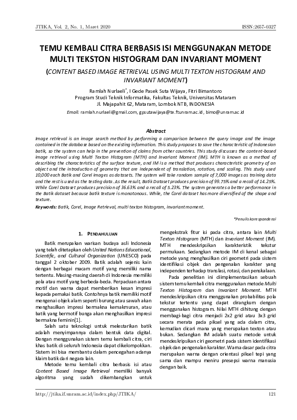 (PDF) Sistem Temu Kembali Citra Menggunakan Ciri Multi Tekston ...