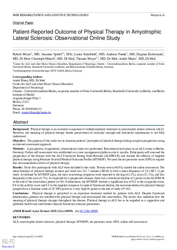 (PDF) ALS Patients' Perspectives on Physical Therapy Effectiveness