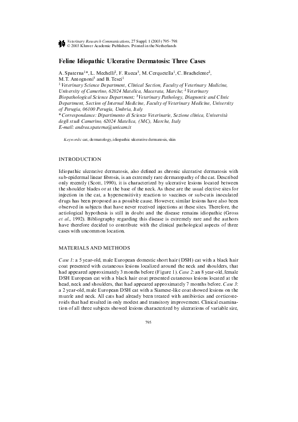 (PDF) Feline Idiopathic Ulcerative Dermatosis: Three Cases