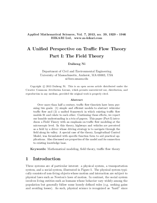 (PDF) A Unified Perspective on Traffic Flow Theory, Part III ...