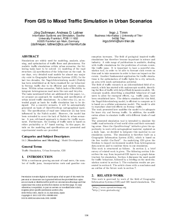 (PDF) From GIS to Mixed Traffic Simulation in Urban Scenarios