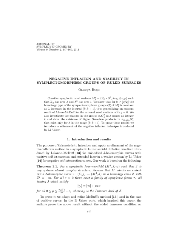 (PDF) Negative inflation and stability in symplectomorphism groups of ...