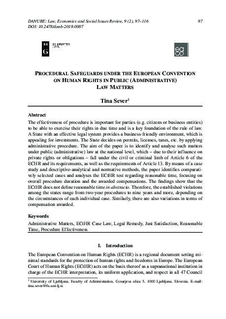 (PDF) Procedural Safeguards under the European Convention on Human ...