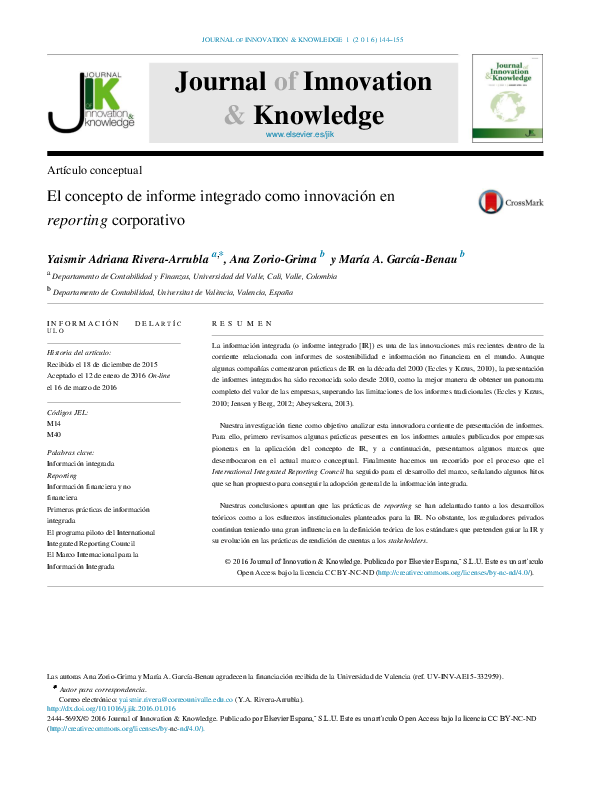 (PDF) El concepto de informe integrado como innovación en reporting ...
