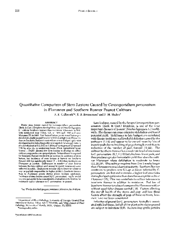 (PDF) Quantitative Comparison of Stem Lesions Caused by Cercosporidium ...