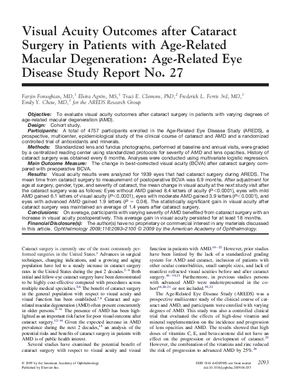 (PDF) Visual Acuity Outcomes after Cataract Surgery in Patients with ...