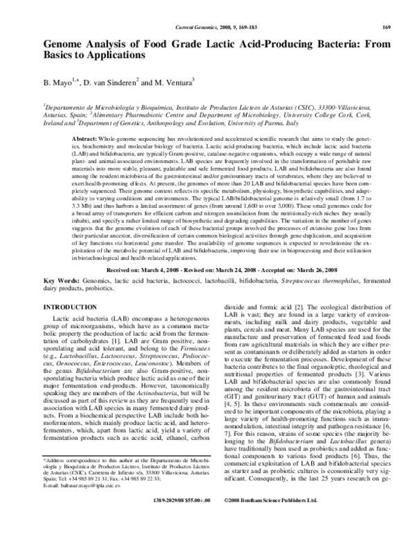 (PDF) Genome Analysis of Food Grade Lactic Acid-Producing Bacteria ...