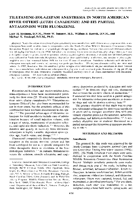 (PDF) Tiletamine-zolazepam anesthesia in North American river otters ...