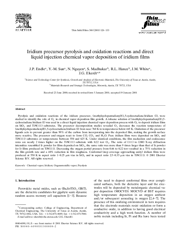 (PDF) Iridium precursor pyrolysis and oxidation reactions and direct ...