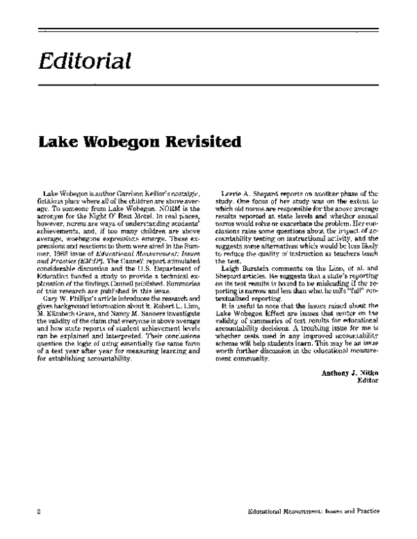 (PDF) Lake Wobegon Revisited