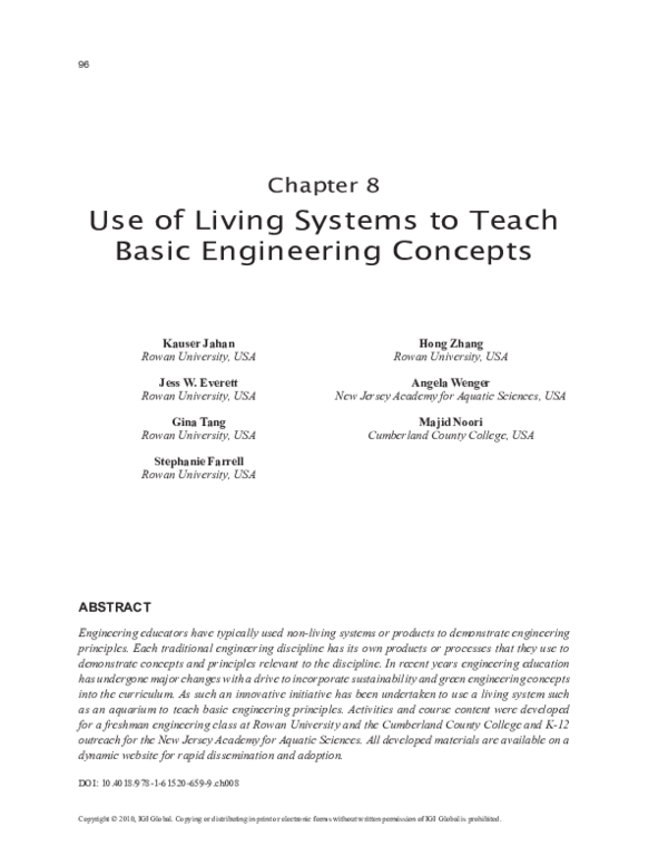 (PDF) Teaching Engineering with Living Systems