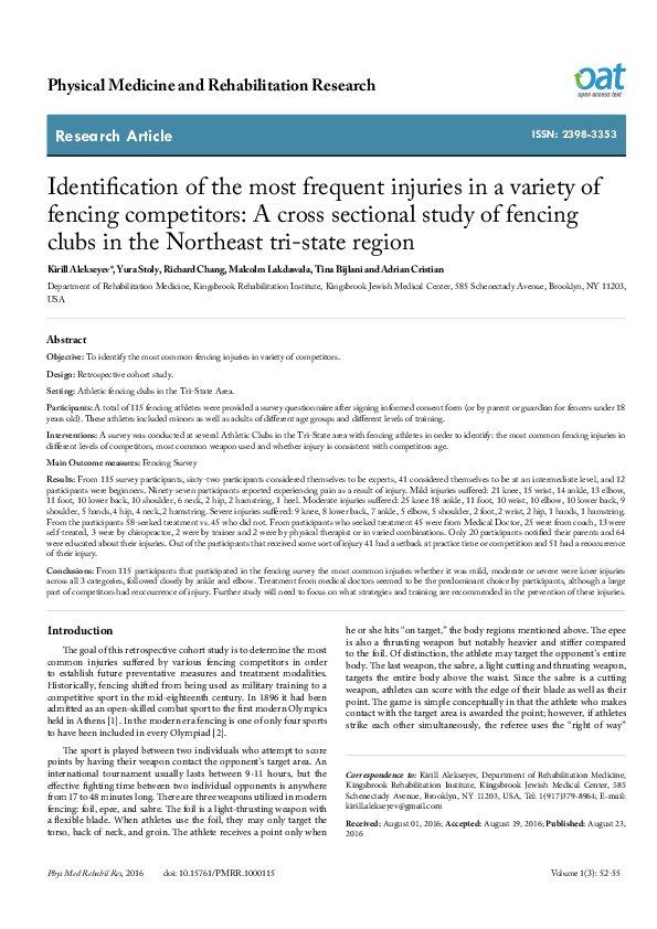 (PDF) Identification of the most frequent injuries in a variety of ...