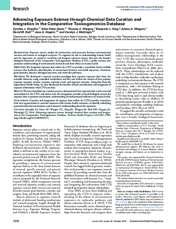 (PDF) Advancing Exposure Science through Chemical Data Curation and ...