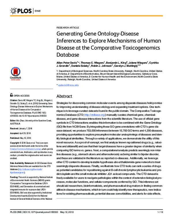 (PDF) Generating Gene Ontology-Disease Inferences to Explore Mechanisms ...