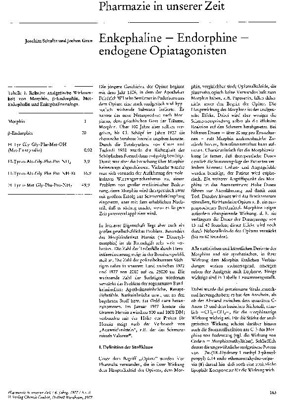 (PDF) Enkephaline — Endorphine — endogene Opiatagonisten | Joachim ...