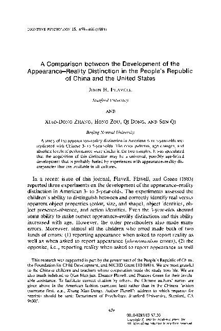 (PDF) A comparison between the development of the appearance-reality ...