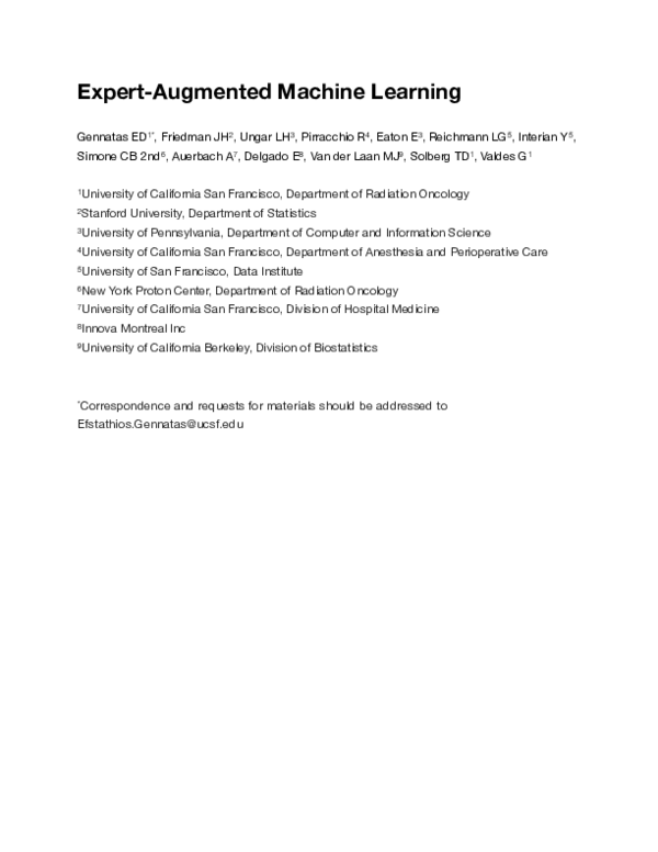 (PDF) Expert-augmented machine learning