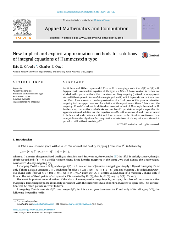 Pdf New Implicit And Explicit Approximation Methods For Solutions Of Integral Equations Of