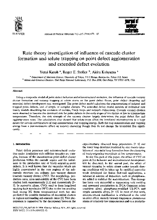 Pdf Rate Theory Investigation Of Influence Of Cascade Cluster