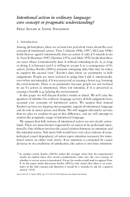 (PDF) Intentional action in ordinary language: core concept or ...
