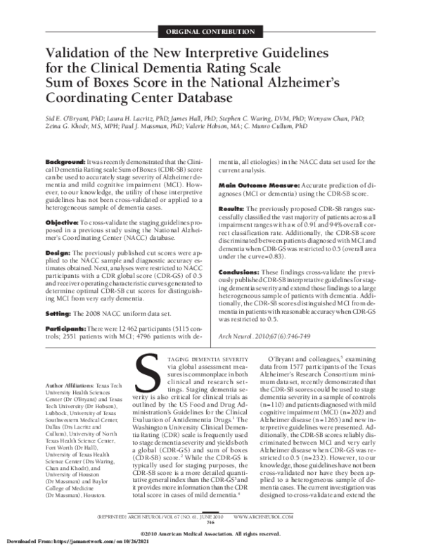 (PDF) Validation of the New Interpretive Guidelines for the Clinical ...