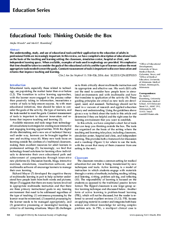 (PDF) Educational Tools: Thinking Outside the Box