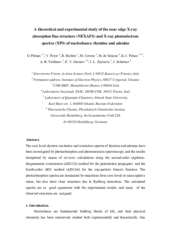 (PDF) A theoretical and experimental study of the near edge X-ray ...
