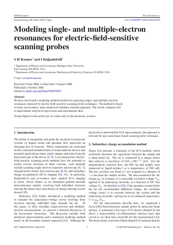 (PDF) Modeling single- and multiple-electron resonances for electric ...