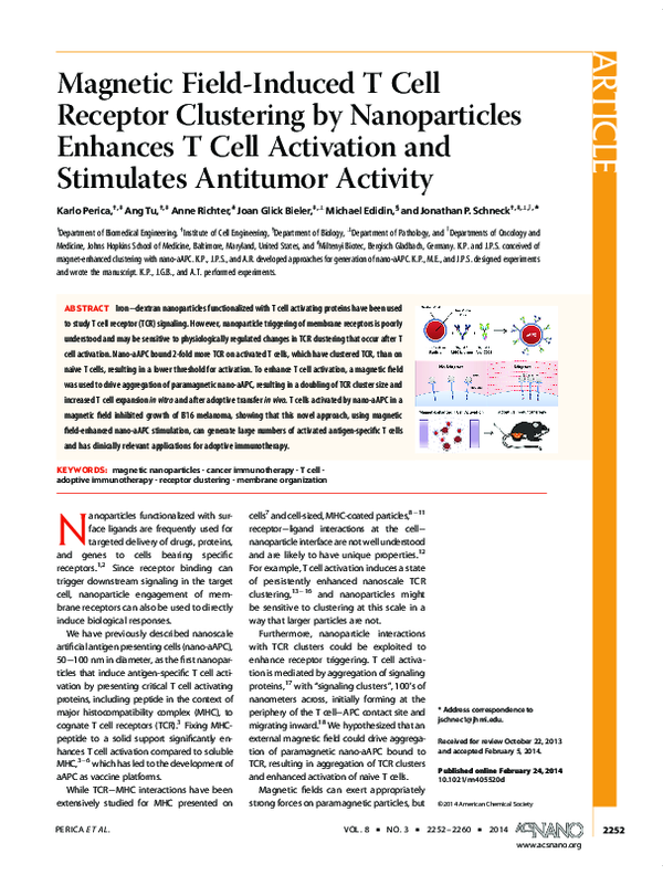 (PDF) Magnetic Field-Induced T Cell Receptor Clustering by ...