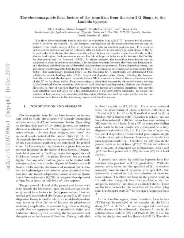 (PDF) Electromagnetic form factors of the transition from the spin-3/2 ...