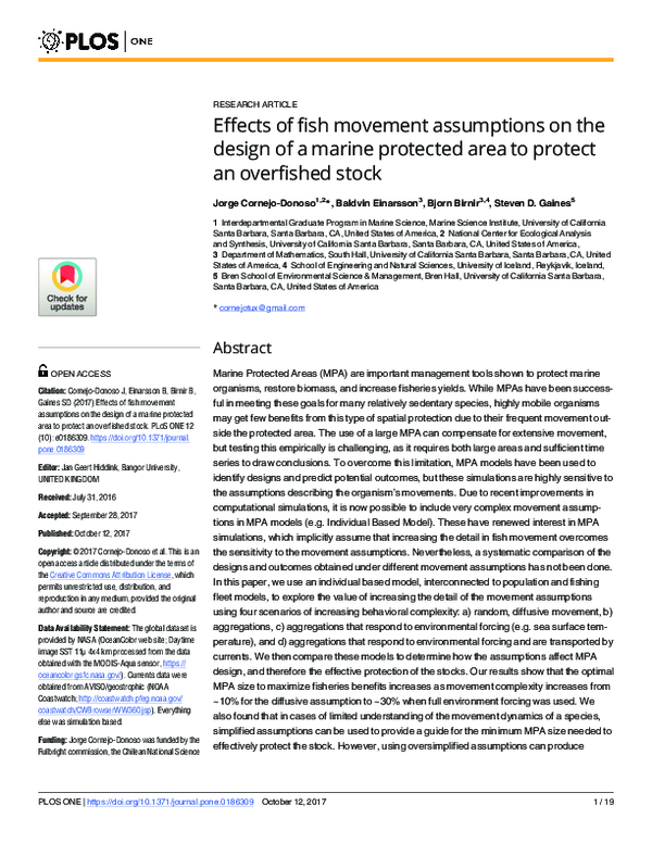 (PDF) Effects of fish movement assumptions on the design of a marine ...