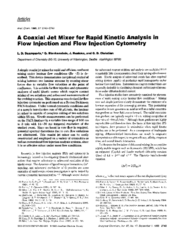 (PDF) A Coaxial Jet Mixer for Rapid Kinetic Analysis in Flow Injection ...