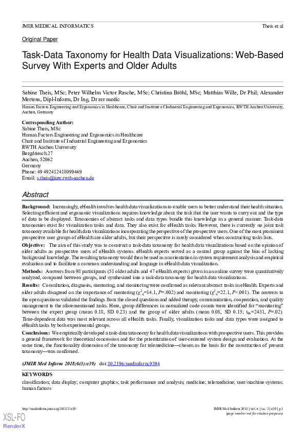 (PDF) Task-Data Taxonomy for Health Data Visualizations: Web-Based ...