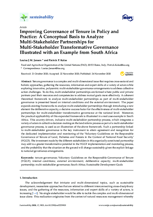 (PDF) Improving Governance of Tenure in Policy and Practice: A ...
