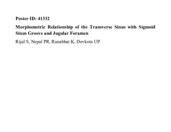 (PDF) Morphometric Relationship of the Transverse Sinus with Sigmoid ...