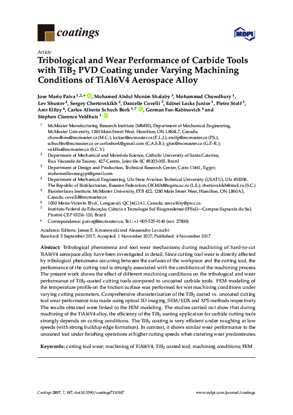 (PDF) Tribological and Wear Performance of Carbide Tools with TiB2 PVD Coating under Varying ...