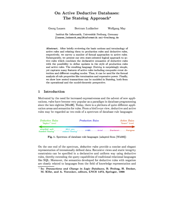 (PDF) On active deductive databases: The statelog approach