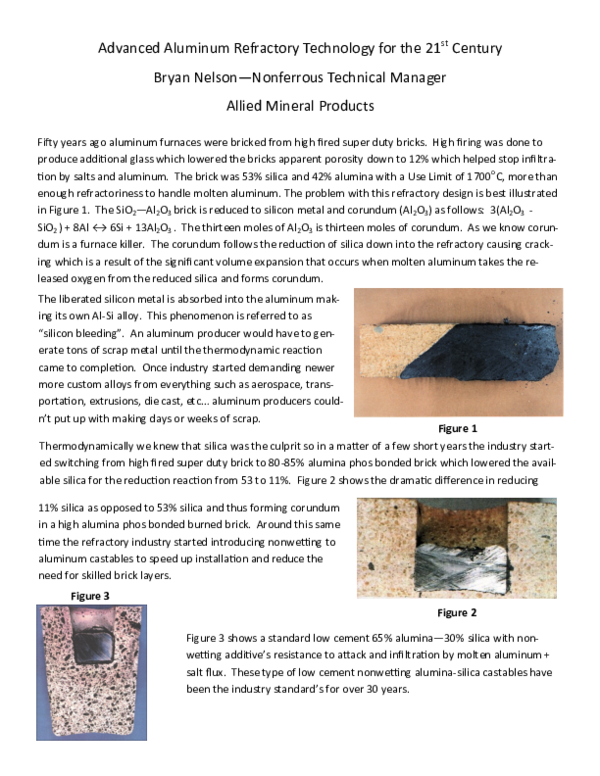 (PDF) Advanced Aluminum Refractory Technology for the 21 st Century