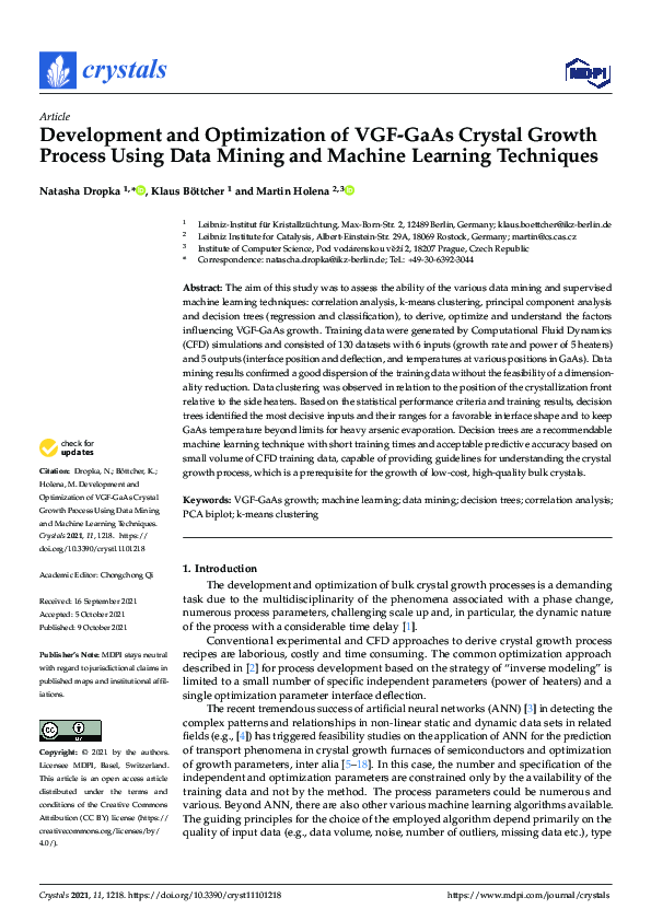 (PDF) Development and Optimization of VGF-GaAs Crystal Growth Process ...